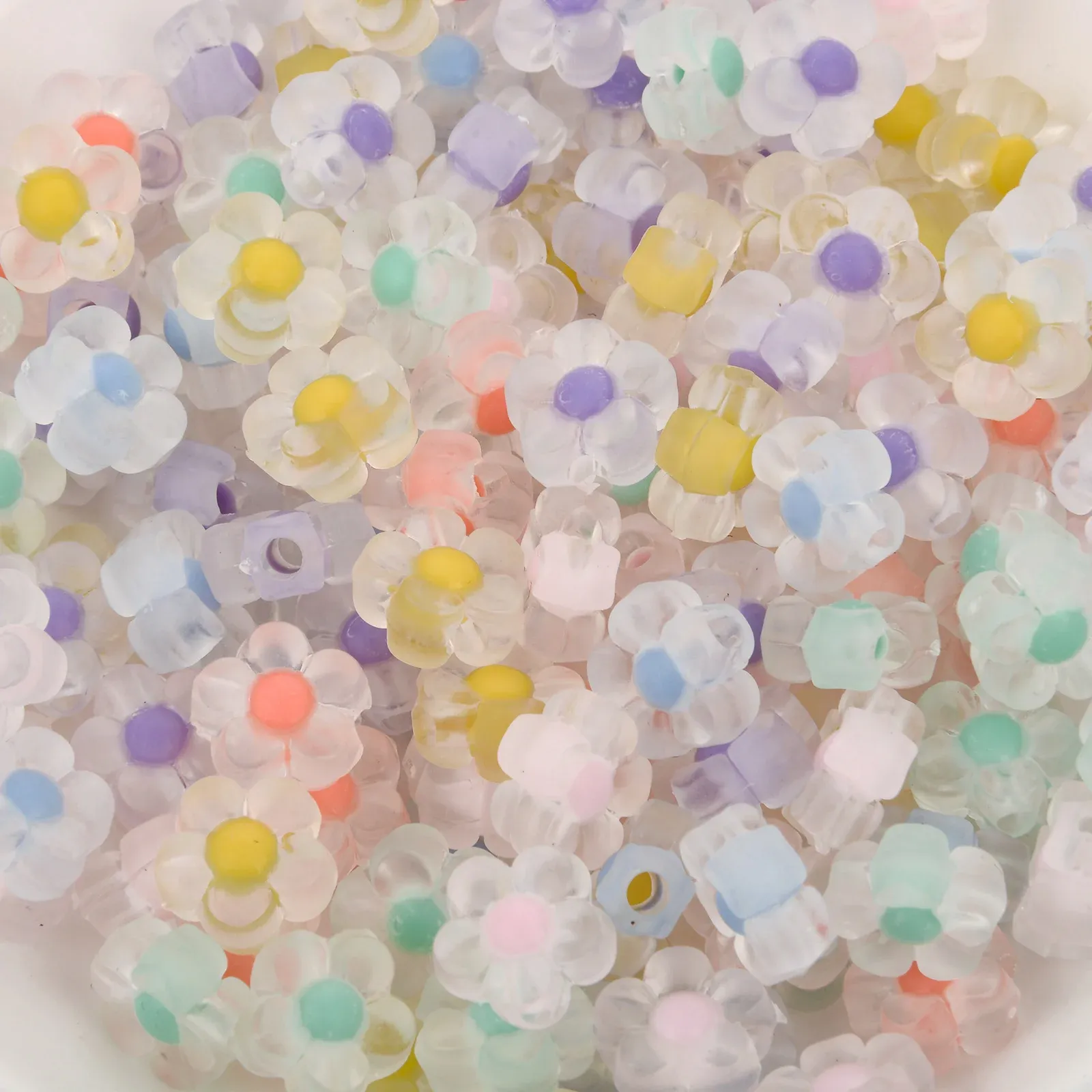 12mm Matte Acrylic Flower Beads Loose Spacer Beads for Jewelry Making ...