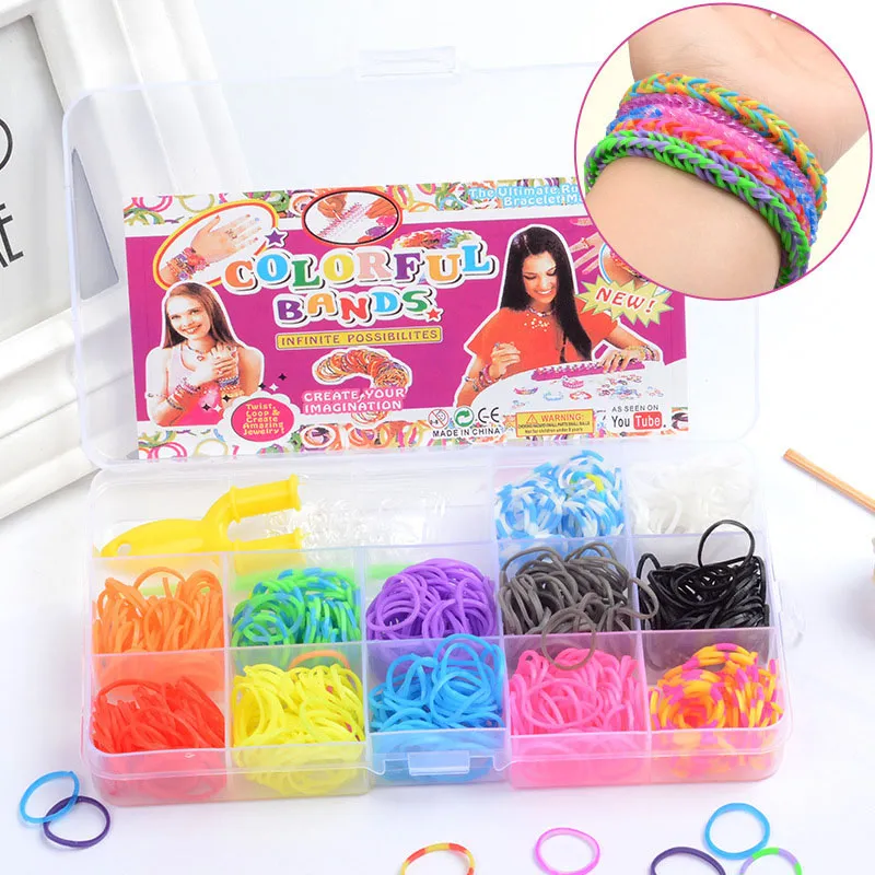 Elastic Rubber Bands DIY Tool Set Colorful Weave Machine Bracelet ...