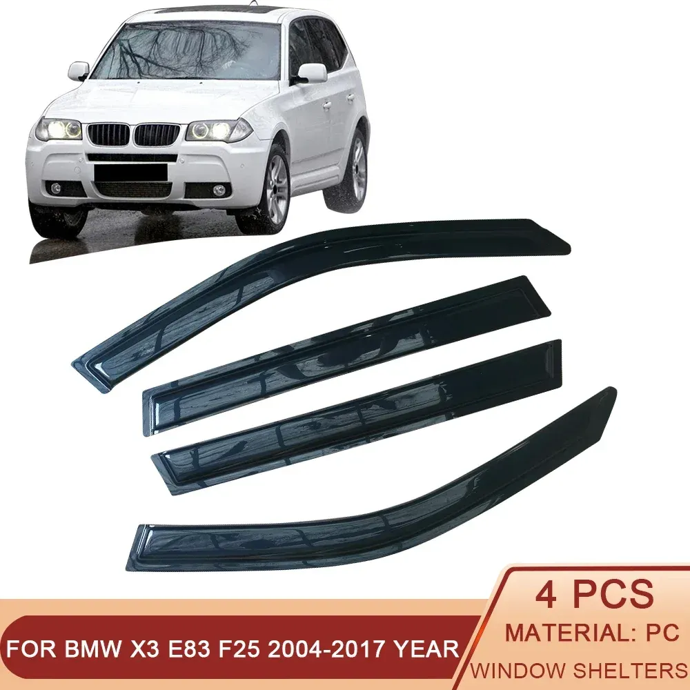 Premium BMW X3 E83 F25 Side Window Deflectors - Black Visor Rain Guards ...