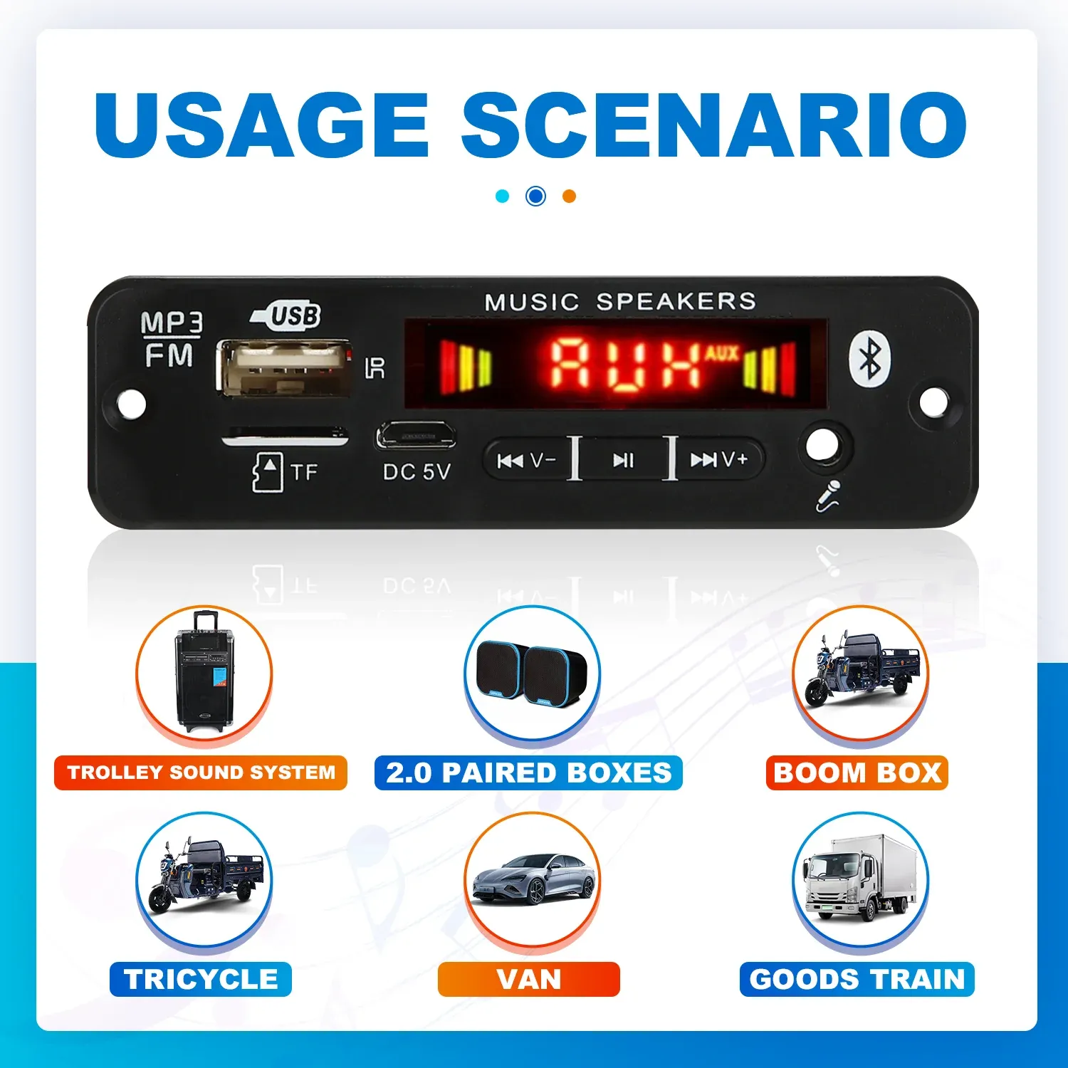 2024 DC 12V 20W MP3 Decoder Board with Bluetooth 5.0, Amplifier, Call ...