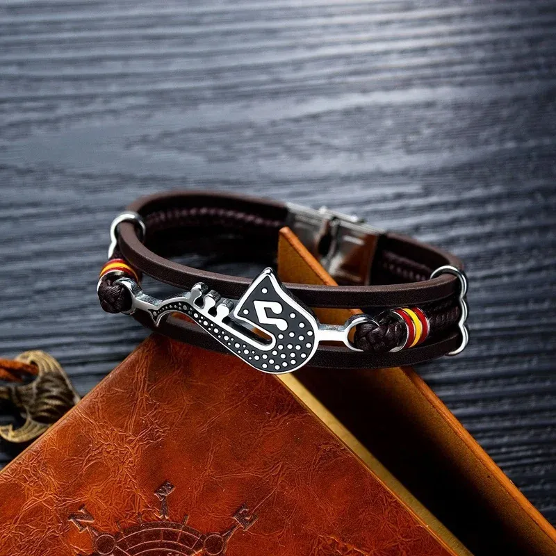 Leather Woven Multi-Layer Saxophone Music Note Bracelet for Men ...