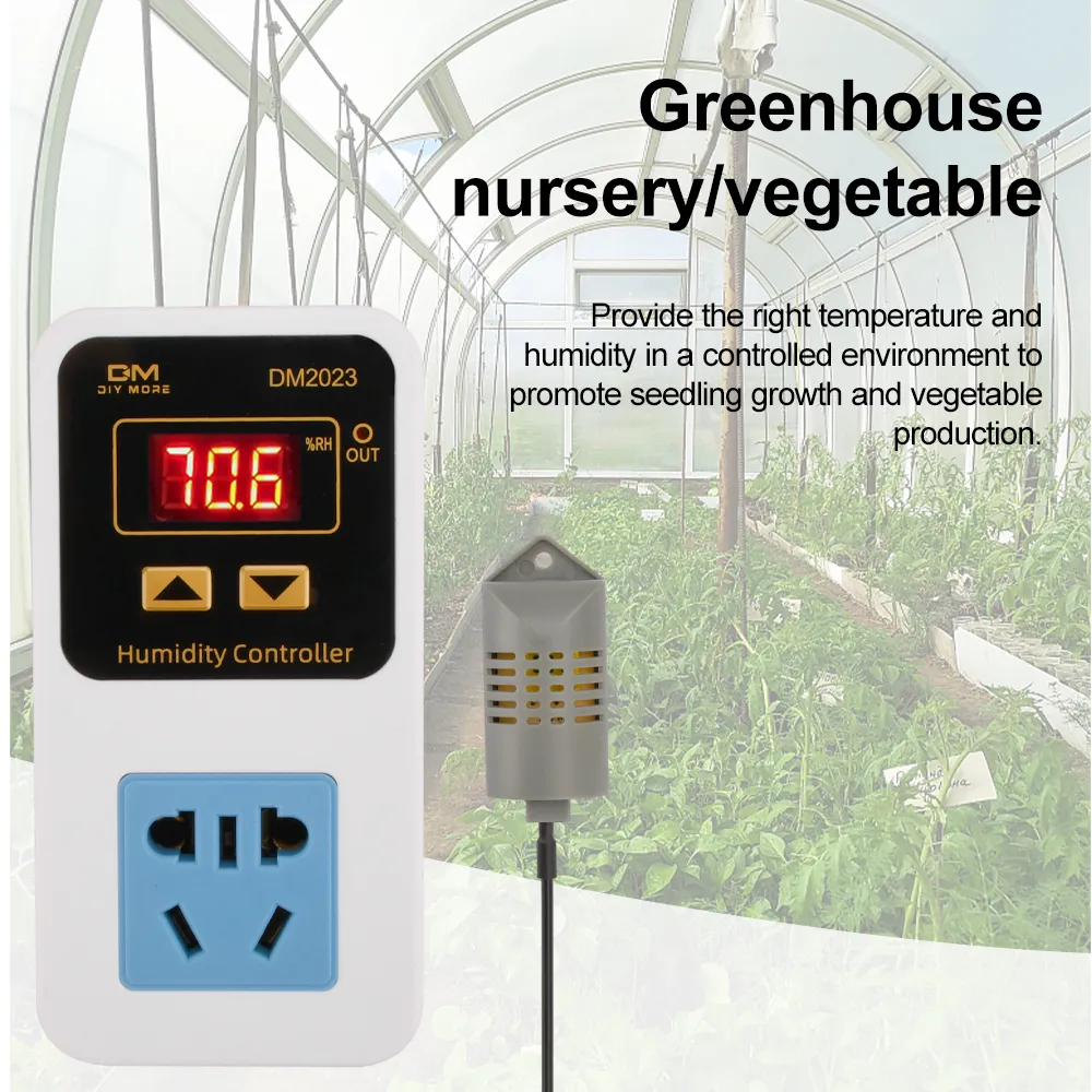 Digital Hygrometer Humidity Controller Socket Outlet Hygrostat EU Plug ...