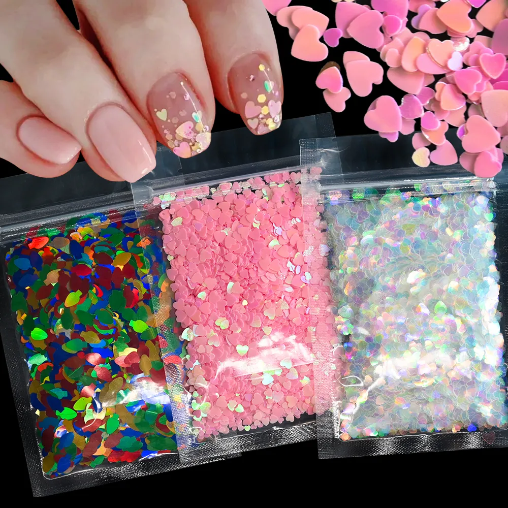 10g Holographic Mixed Heart Star Nail Sequin Glitter 3D Paillette ...