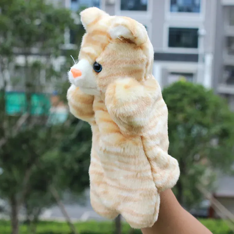 Grey Cat Plush Toy Hand Puppet Cat Doll For Preschoolers And Parent ...