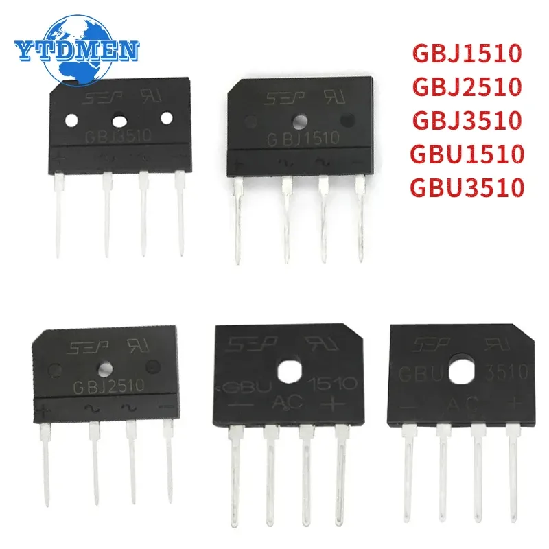 5-Pack GBJ/GBU Series 15A/25A/35A Diode Bridge Rectifier Kit, Various ...