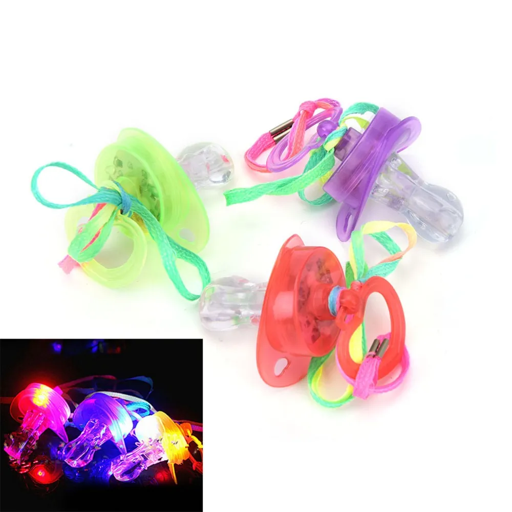 Glowing Flashing LED Pacifier Whistle Night Light Up Blinking Toy with ...
