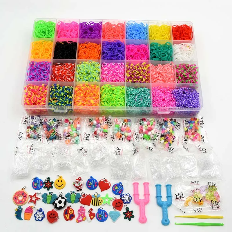 Elastic Bands To Make Bracelets DIY Weaving Set: Colorful Silicone Loom ...