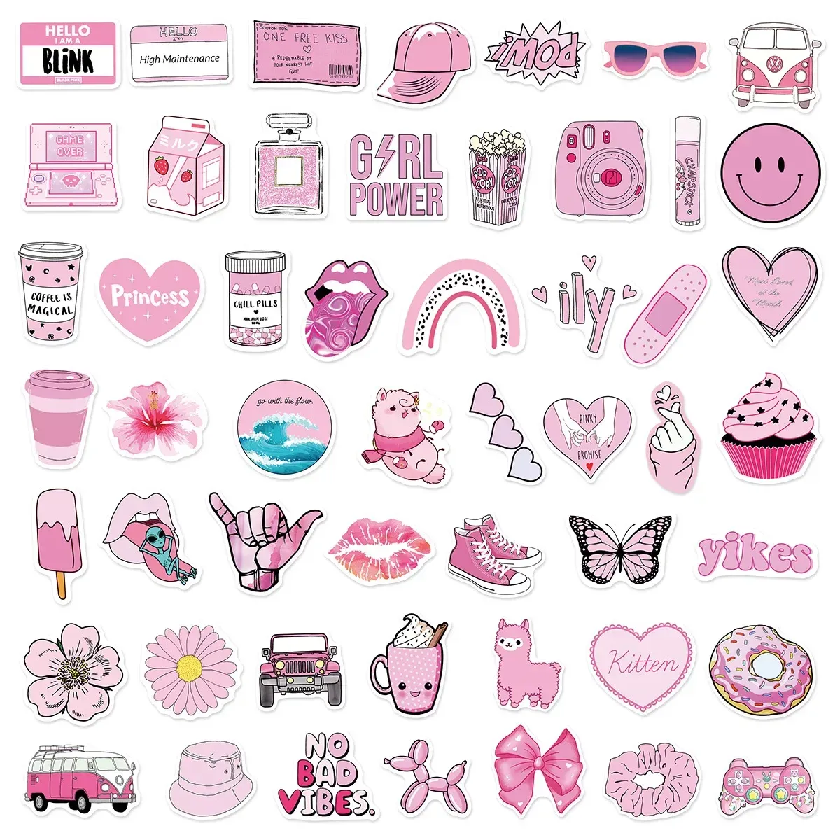10-Waterproof VSCO Pink Girl Stickers for Laptop, Water Bottle, Guitar ...