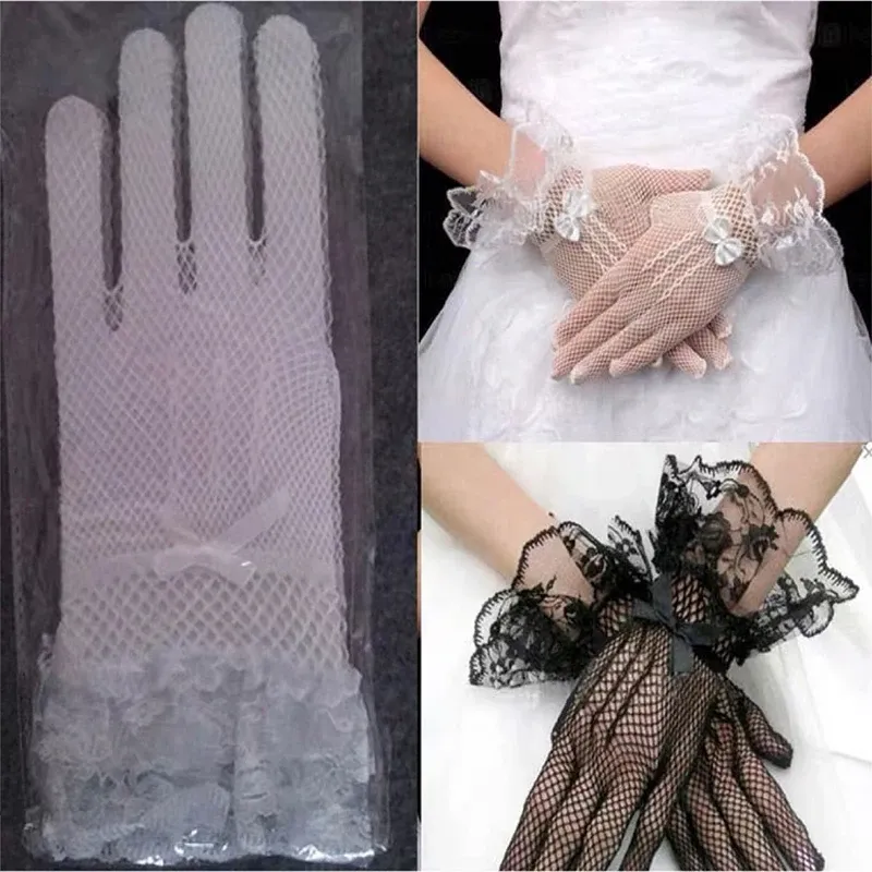 DHgate.com:Elegant Floral Lace Short Gloves, Vintage Sheer Wrist Length ...