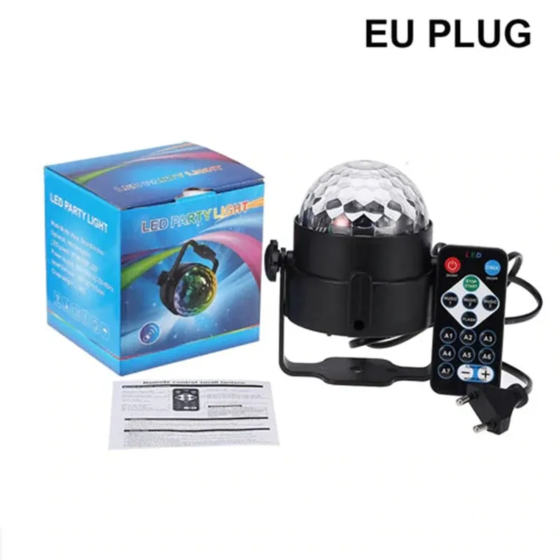 Sound Activated Rotating Disco Ball Party Lights 3W RGB LED Strobe ...
