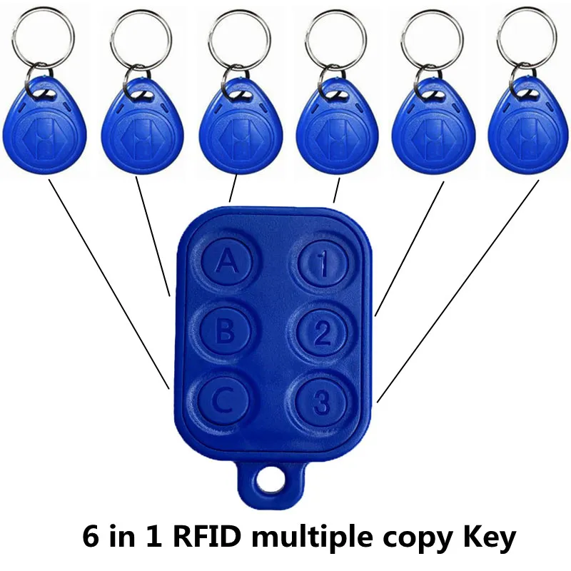 6 in 1 RFID Multiple Keyfob 125 kHz T5577 EM Writable IC 13.56 MHz M1k ...