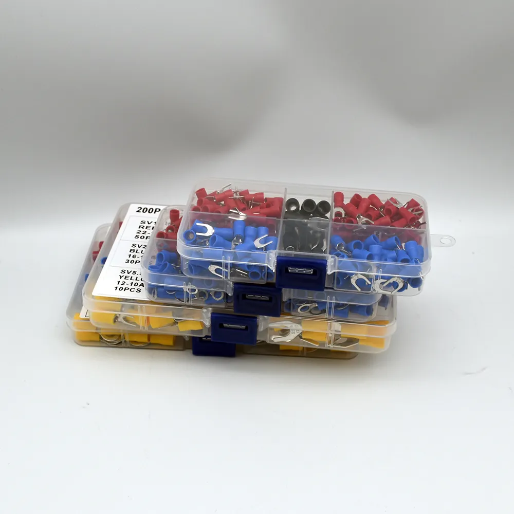 Forked ring terminal set copper crimp connector insulated cord ring ...