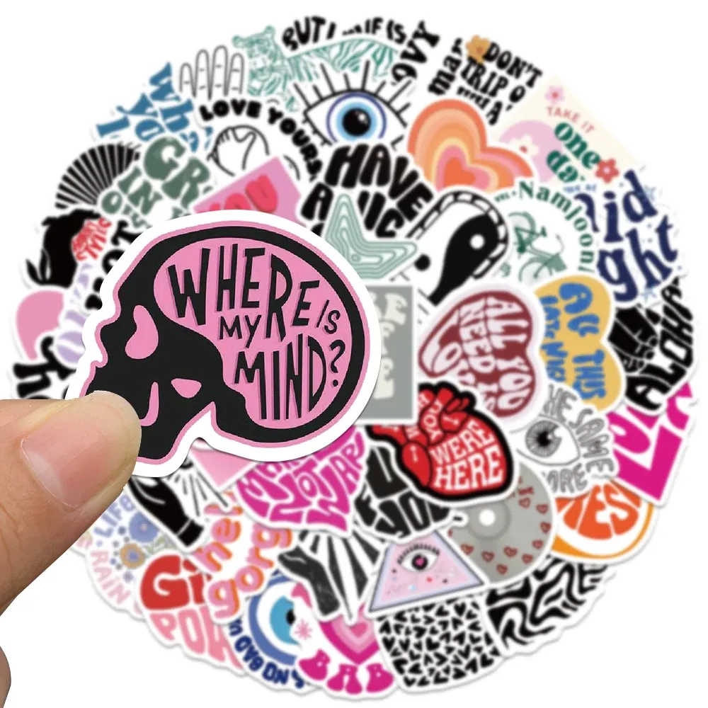 Inspirational English Phrases Stickers, Vintage Motivational Stickers ...