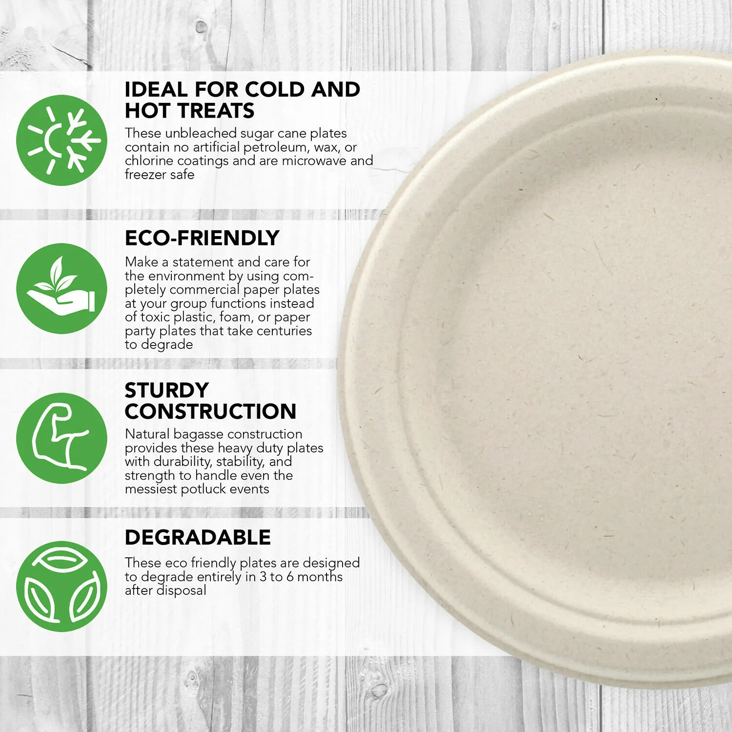 Eco Friendly Disposable Plates - 20/16CM Organic Plates Cutlery for ...