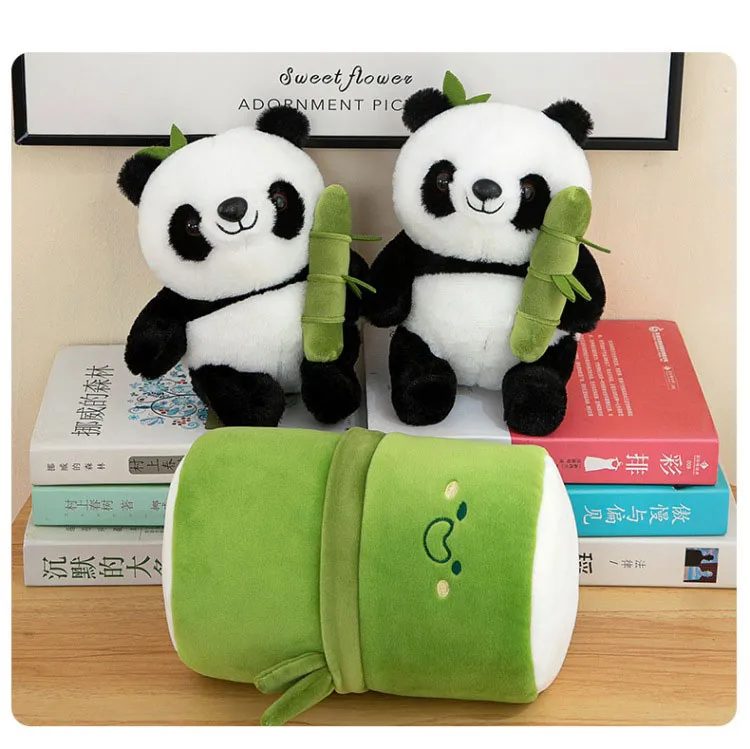 Kawaii Bamboo Tube Panda Plush Toy Reversible Stuffed Animal Bear Doll ...