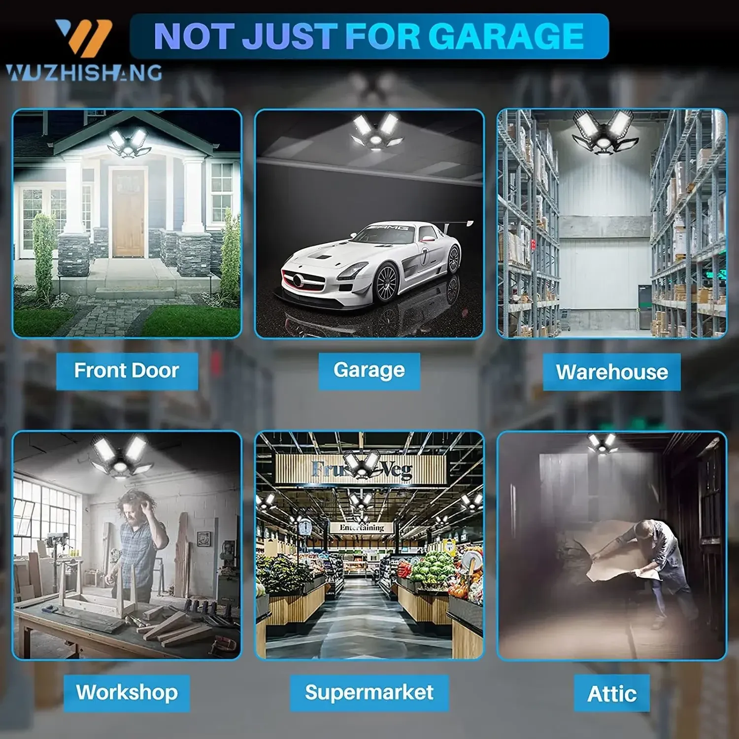 DHgate.com:Adjustable LED Garage Light - Foldable Ultra Bright Ceiling ...