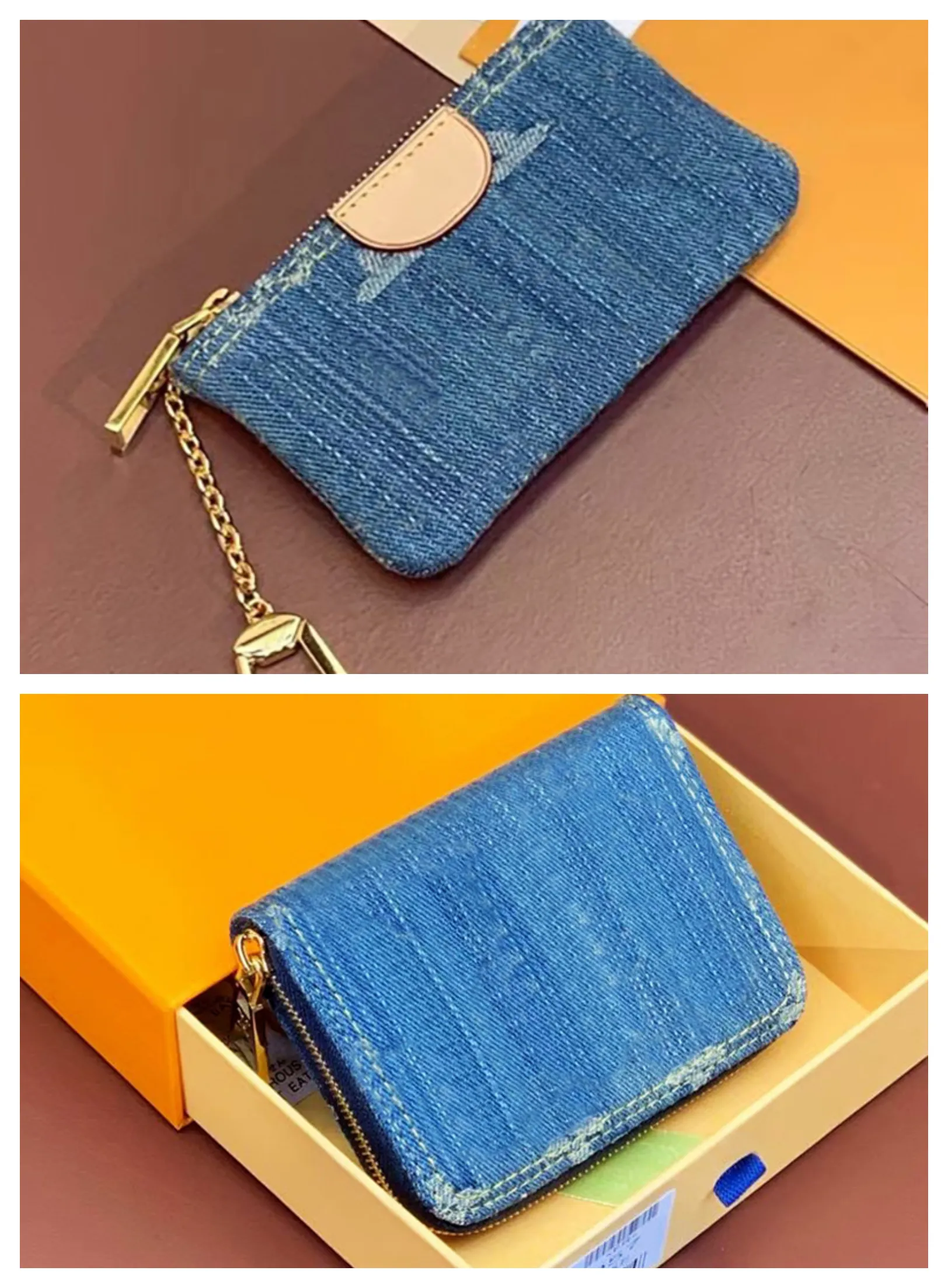 Luxury Blue Denim Wallet For Men And Women With Zipper, Mini Card ...