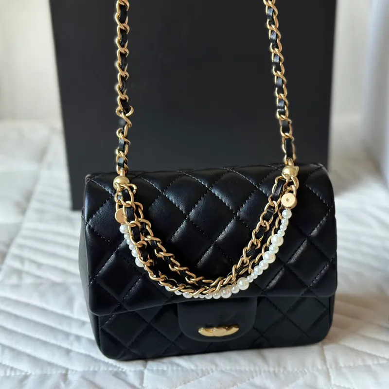 Designer Leather Mini Flap Shoulder Bag With Diamond Gold Hardware ...