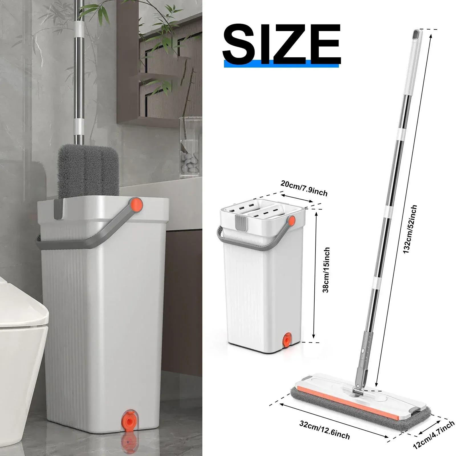 Hands-Free Cleaning Revolution: 360° Rotating Mop Set with Self-Washing ...