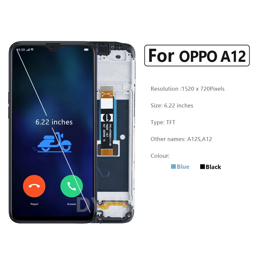 Original Oppo A12 LCD Touch Screen Replacement - 6.22 with Frame for ...