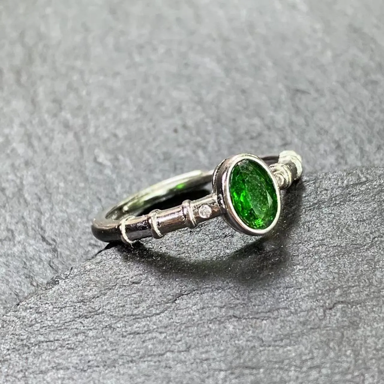 MM Natural Diopside Adjustable Female Ring Jewelry for Women Gift ...