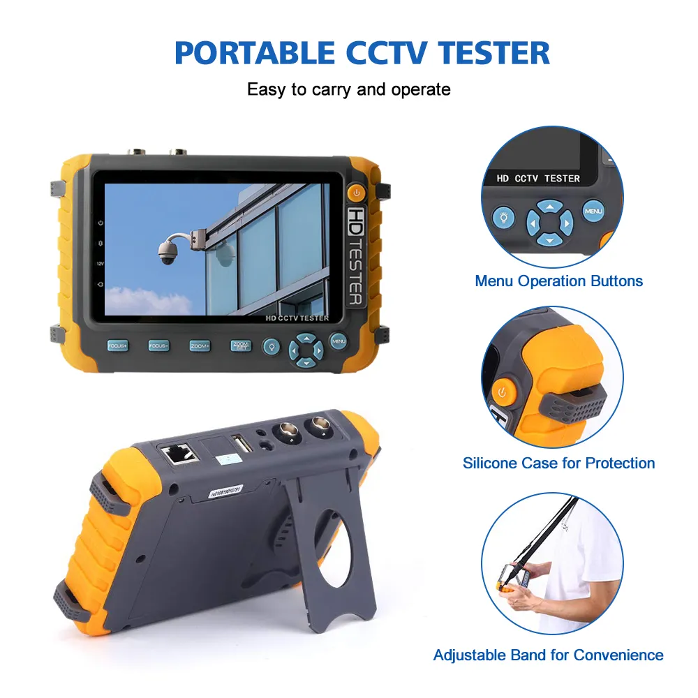 8K Security Camera Tester: 5 Inch LCD Monitor For CCTV, 4 In 1 TVI AHD ...