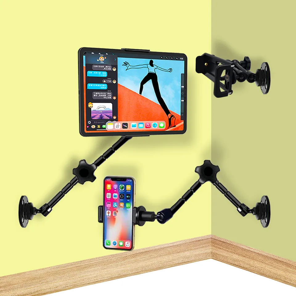 Wall Mount Tablet Stand Magic Arm Stretchable Metal Holder for Cell ...