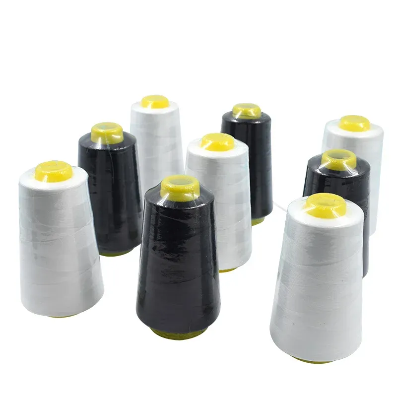 Ultra-Strong Polyester Sewing Thread Cones in Black and White 6000 ...