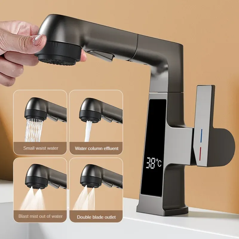 Touch Control Kitchen Faucet With Digital Display: Rotating, Lifting ...