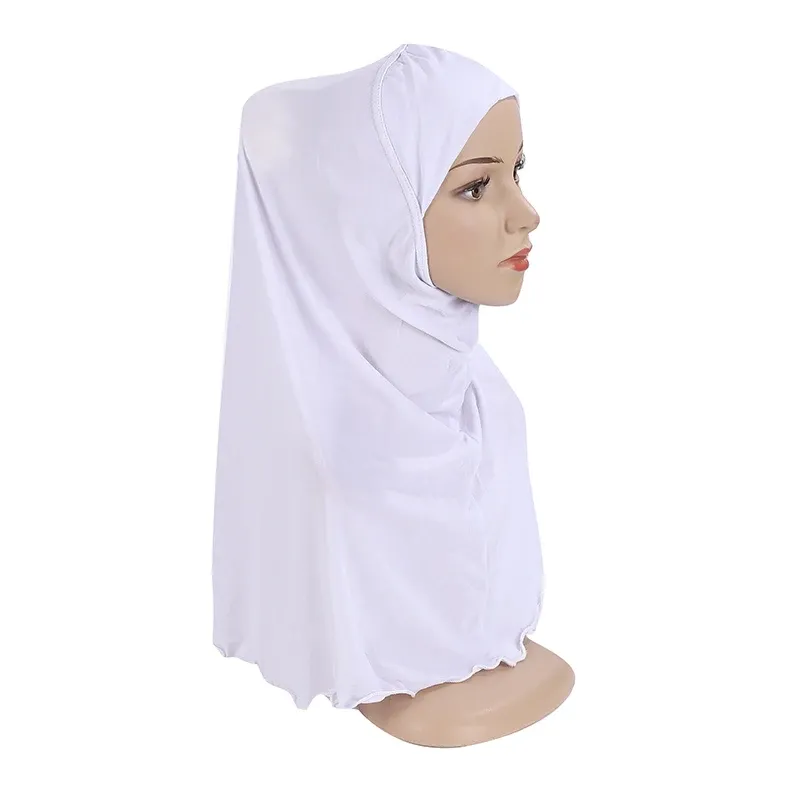 H291 Plain Girls Hijab Simple Cute Muslim Hats Can Fit 5 9 Years Turban ...