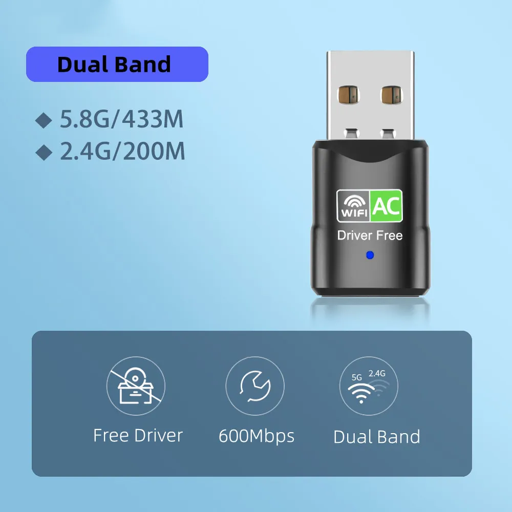 Usb Wifi Card For Pc 600Mbps Dual Band Wireless Network Adapter, 5GHz ...