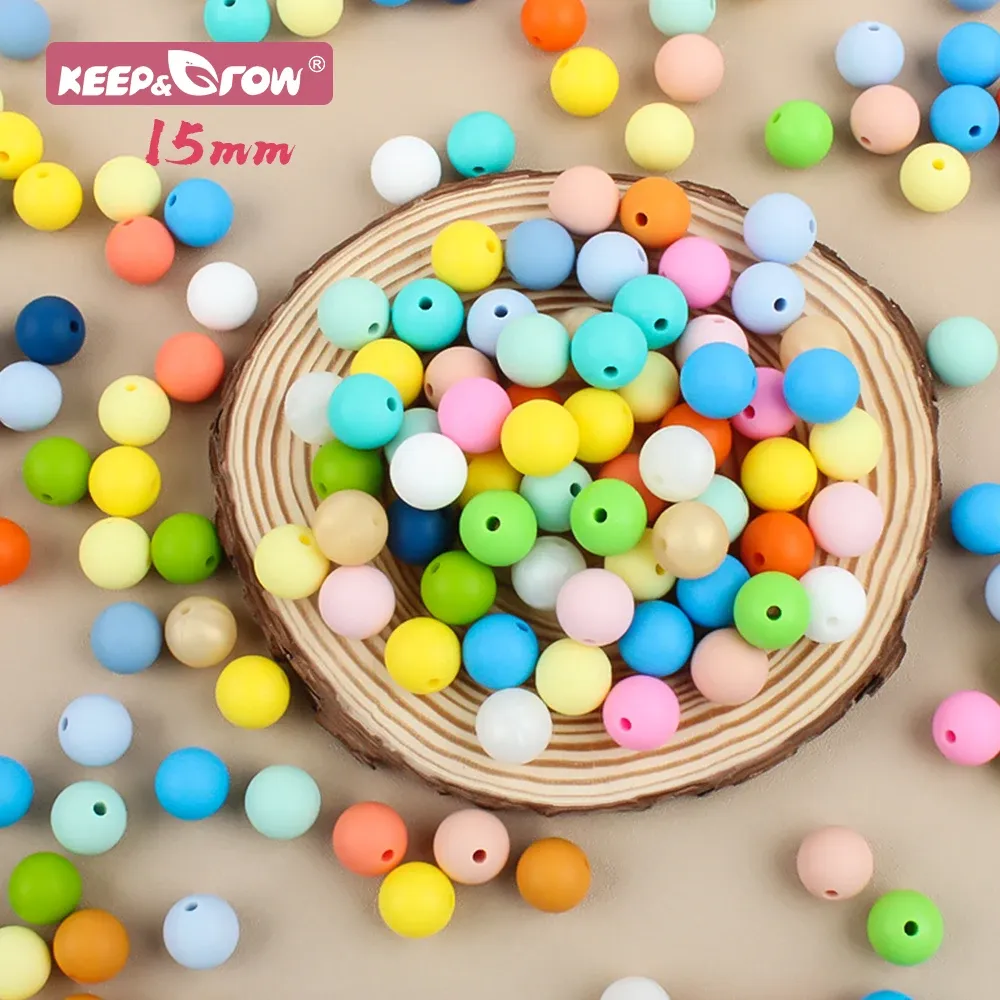 15MM Silicone Beads Baby Round Teething Beads Food Grade DIY Pacifier ...
