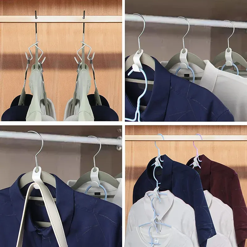 10/Plastic Wardrobe Hanger Connector Hooks Closet Clothes Rack ...