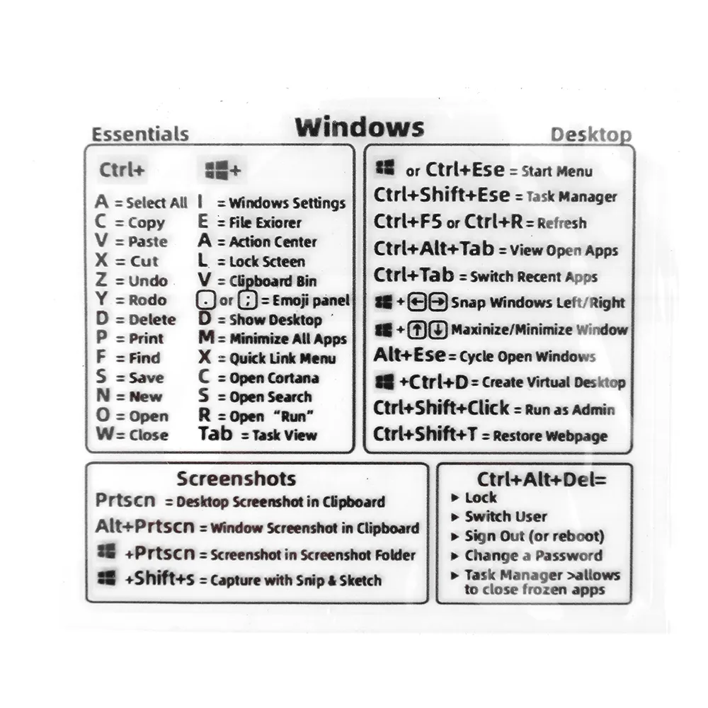 Computer Stickers Clear Keyboard Shortcut Stickers, Durable Vinyl ...
