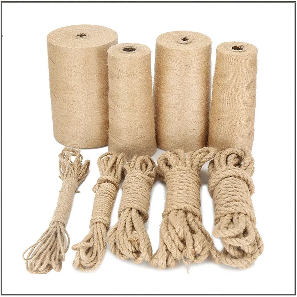 Natural Jute Rope 3-Strand Hemp Twisted Cord Rolls for Macrame Basket ...