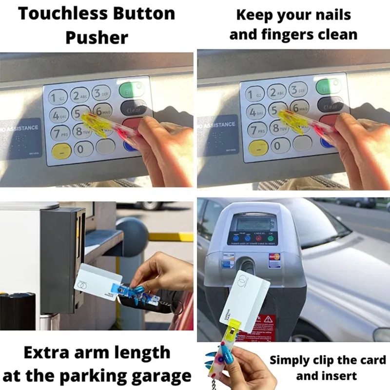 Upgraded Non-Contact Card Grabber Keychain Tool - Stainless Steel ...