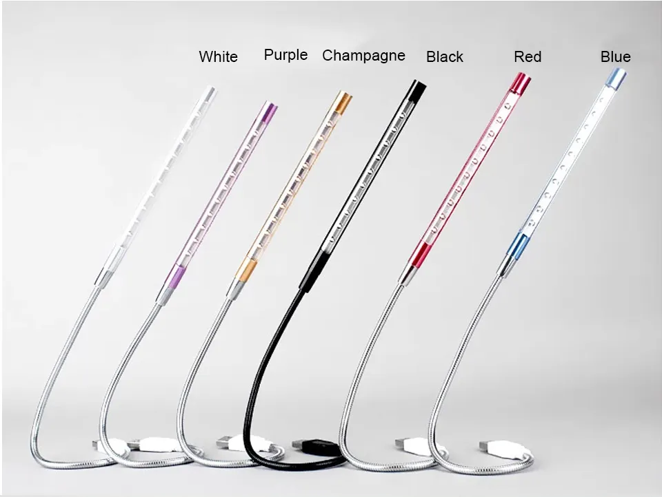 Flexible Book Reading Light 10 LED 5V USB Powered Metal Night Lamp for ...