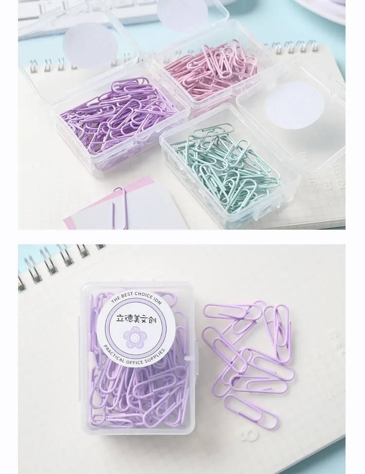 Colored Paper Clips Metal Clips Memo Clip Bookmarks Stationery Office ...