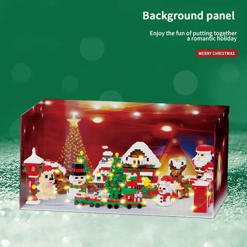 Christmas Theme Building Blocks Set with Santa Claus Snowman Snow House ...