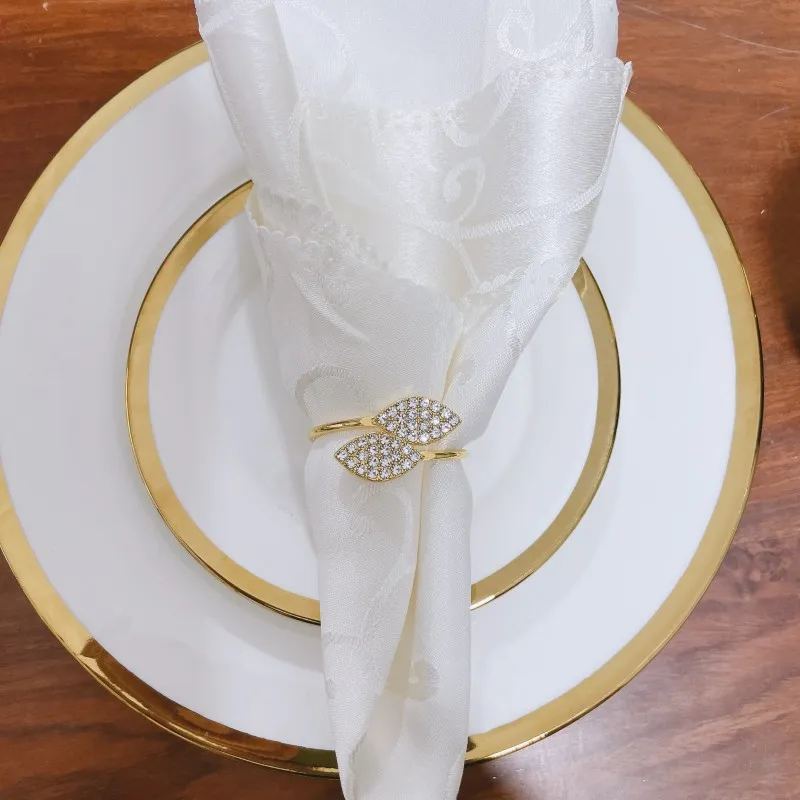DHgate.com:Elegant Leaf-Shaped Metal Napkin Rings, Set of 6/12, for ...
