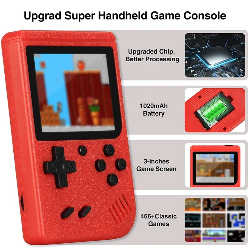 8-Bit Handheld Game Console, 400+ Retro Video Games, Portable Mini Game Player with AV Output ...