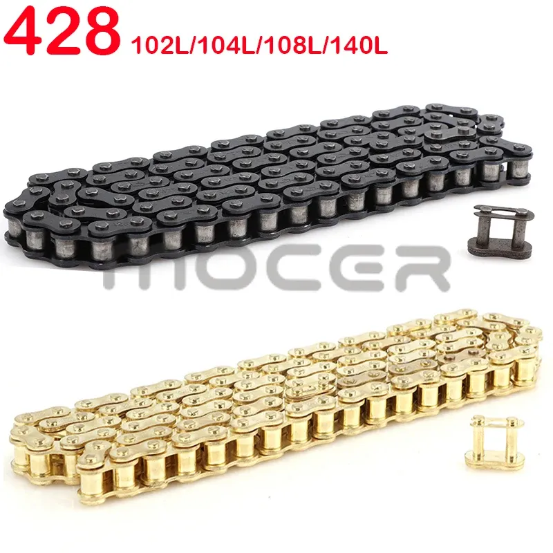 Motorcycle 428 Chain 102L 140L Links Black/Gold For 50cc 250cc ATV Quad ...