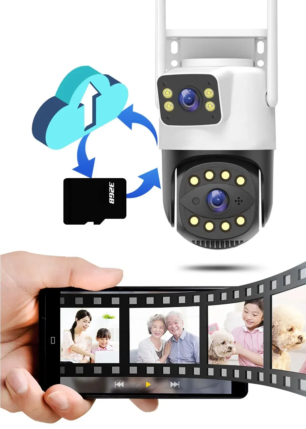 6MP HD Outdoor Wifi Security Camera with 5G Dual Lens and Dual Screen ...