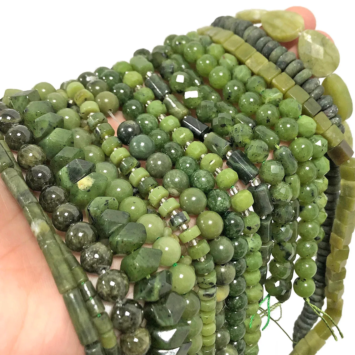 DHgate.com:Natural Green Jade Beads: Round Faceted Geometric Loose ...