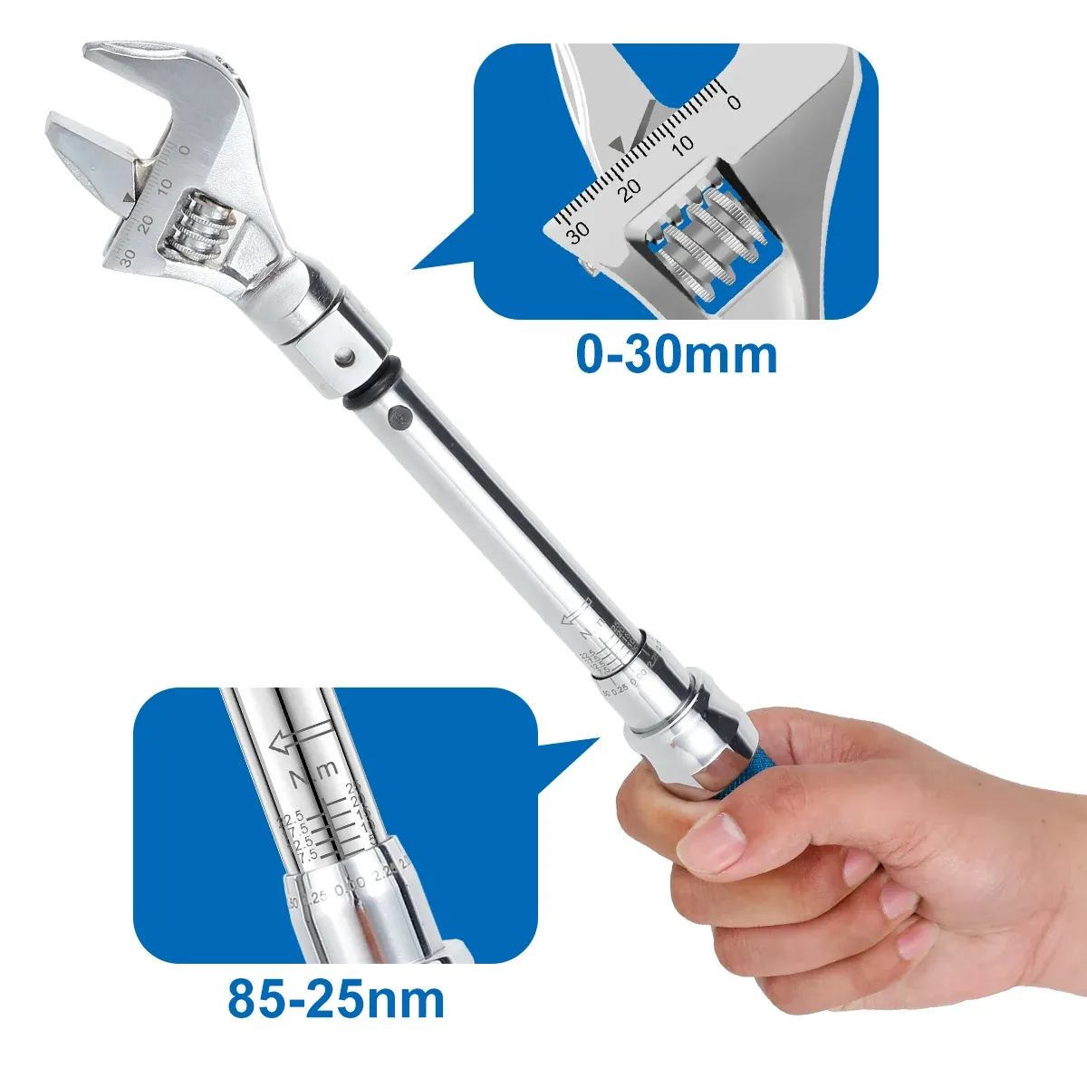 Digital Adjustable Torque Wrench Steel Open End Interchangeable Head ...