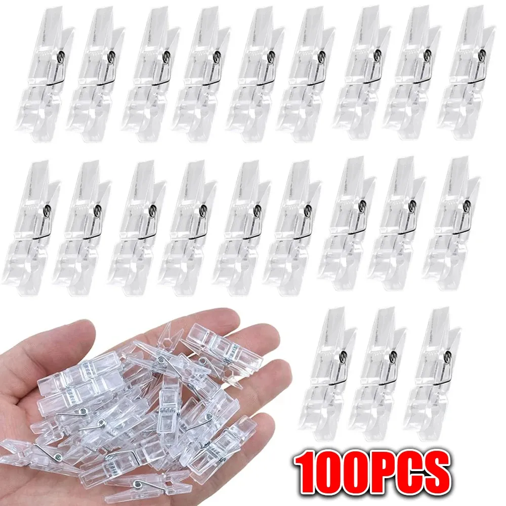 200 Mini Photo Clips Transparent Plastic Spring Clothespin Clips for ...