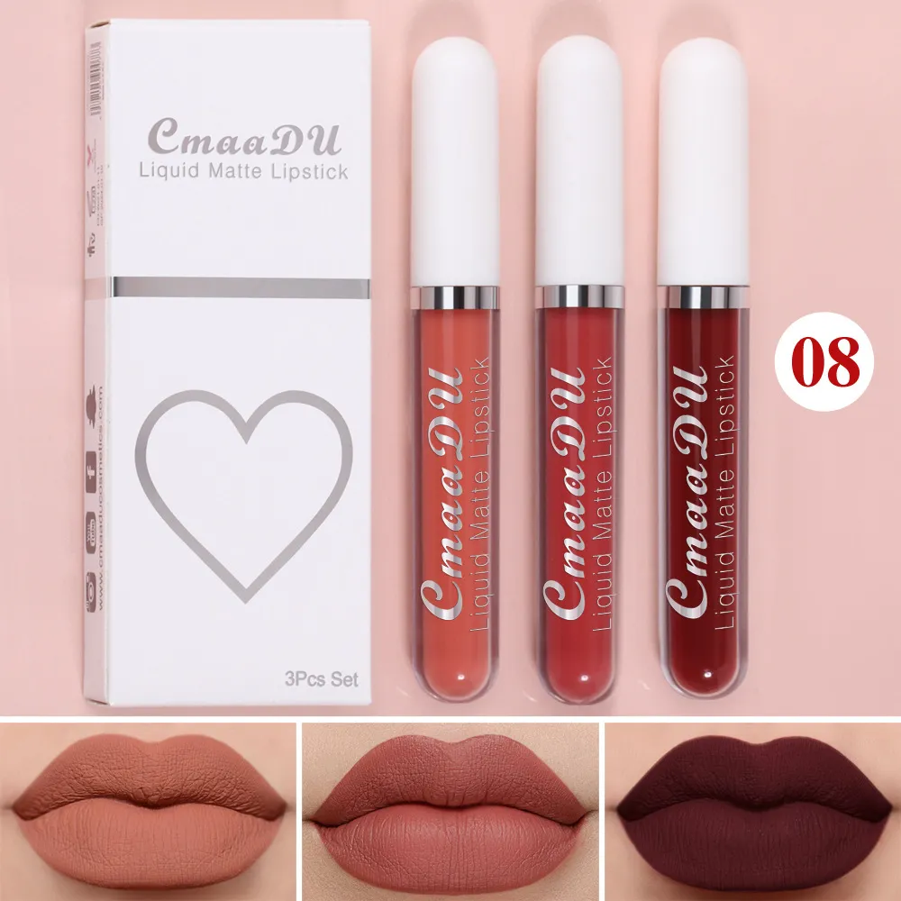 CmaaDu 3-Piece Liquid Lip Gloss Set Matte Finish Long-Lasting ...