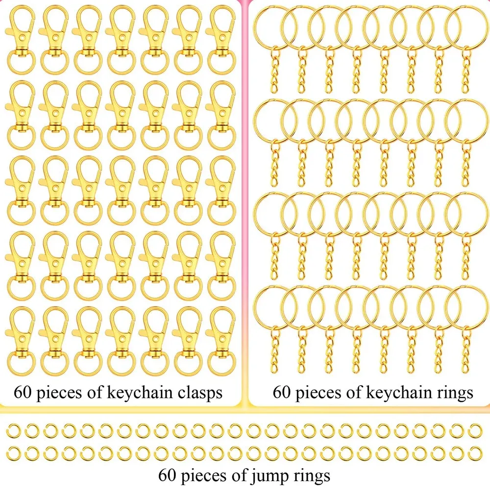 Keychain Hardware Set with Metal Key Rings, Jump Rings, and Key Hooks ...