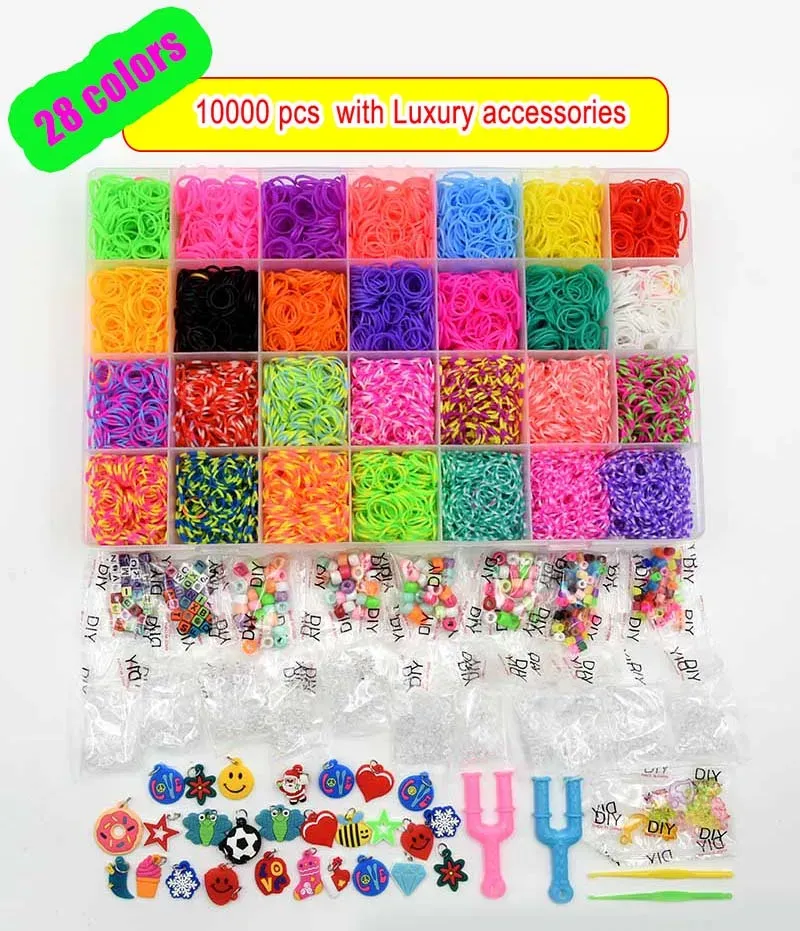 Elastic Bands To Make Bracelets DIY Weaving Set: Colorful Silicone Loom ...