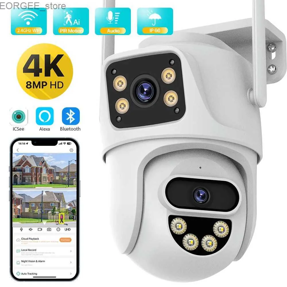 4K 8MP Outdoor WiFi Security Camera - Dual Lens, PTZ, Auto Tracking, Waterproof IP CCTV ...
